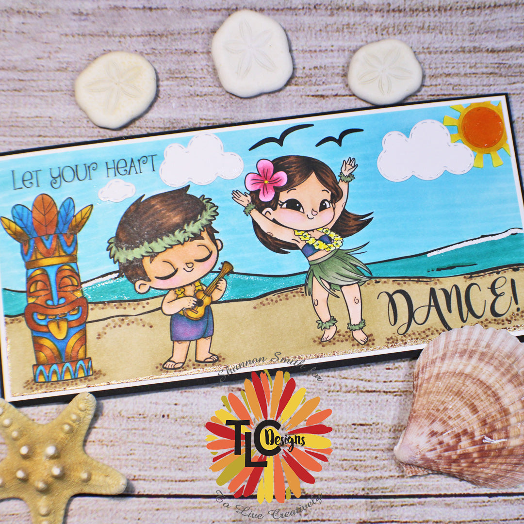 Hula Hello Digi Stamp Slimline Card – TLC Designs